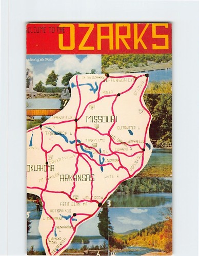 Postcard Map & Attractions Welcome to the Ozarks USA | eBay
