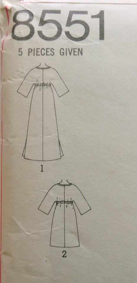 Vintage 1960s Simplicity 8551 Drawstring Robe Pattern Sz 8/10 31.5 32.5 ...