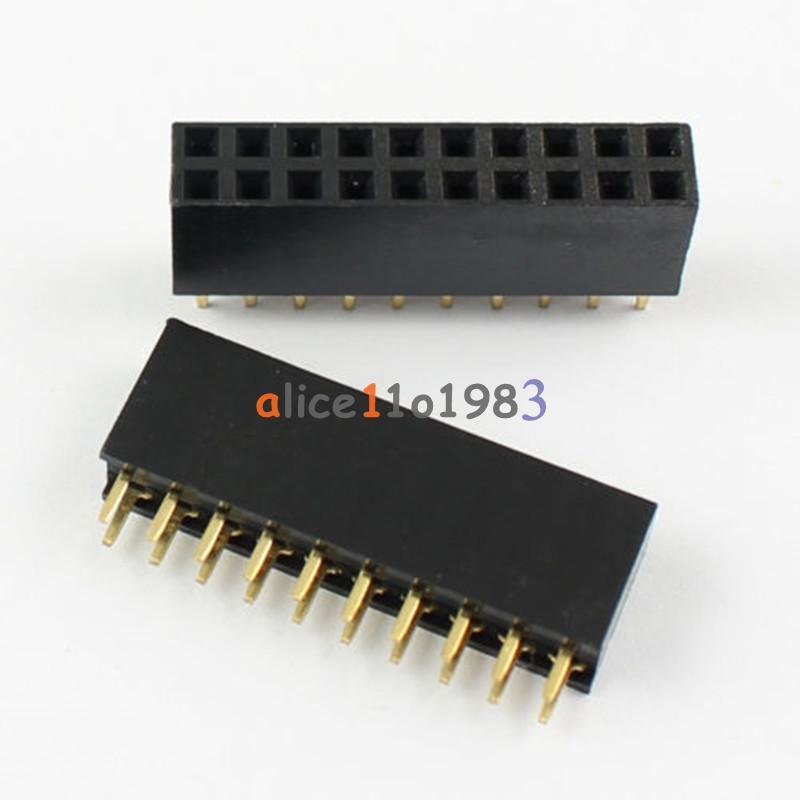 20PCS 2x10 20Pin 2.54mm Double Row Female Straight Header Pitch Socket ...