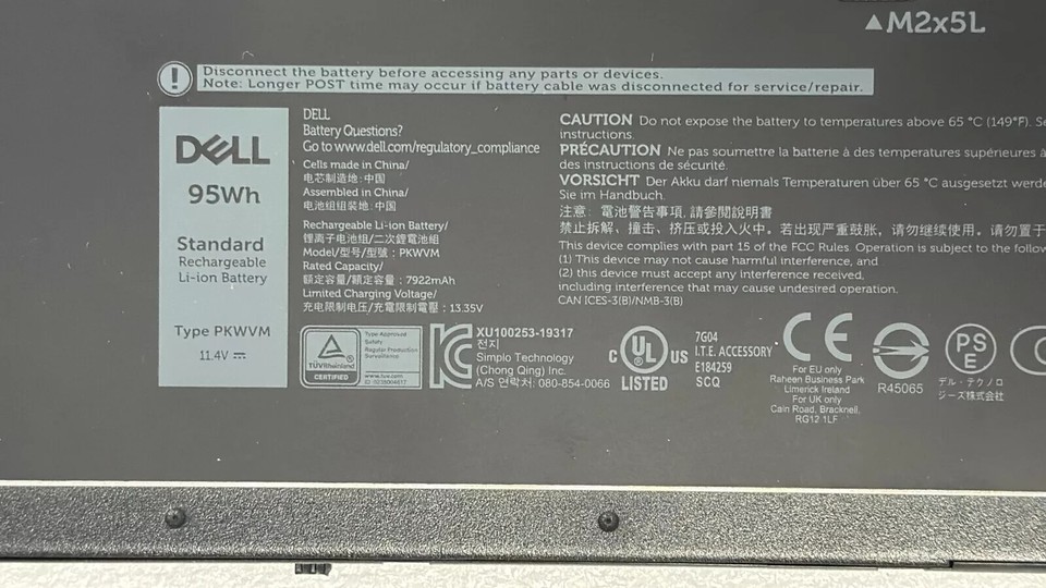 Genuine Dell Precision 7550 7750 95Wh Battery D/P PKWVM D/P 068ND3 | eBay