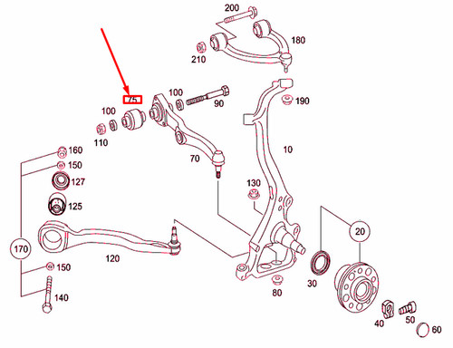 NEW MB S W221 FRONT SPRING CONTROL ARM ELASTOMER BEARING A2213330714 ...