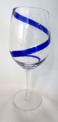 Cobalt Blue Swirline Pier One Water Goblet Blown Glass 2005 - 16 ...