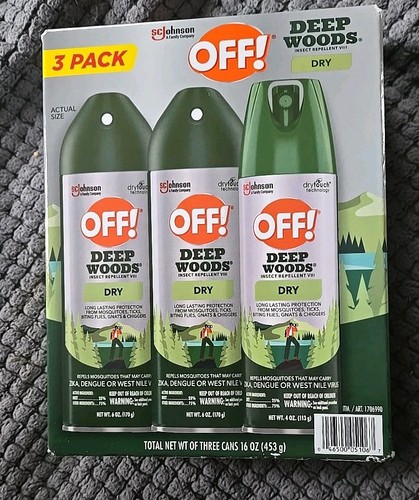 Off! Deep Woods Dry Insect Repellent Bug Spray 3 Pack Outdoor Power Dry ...