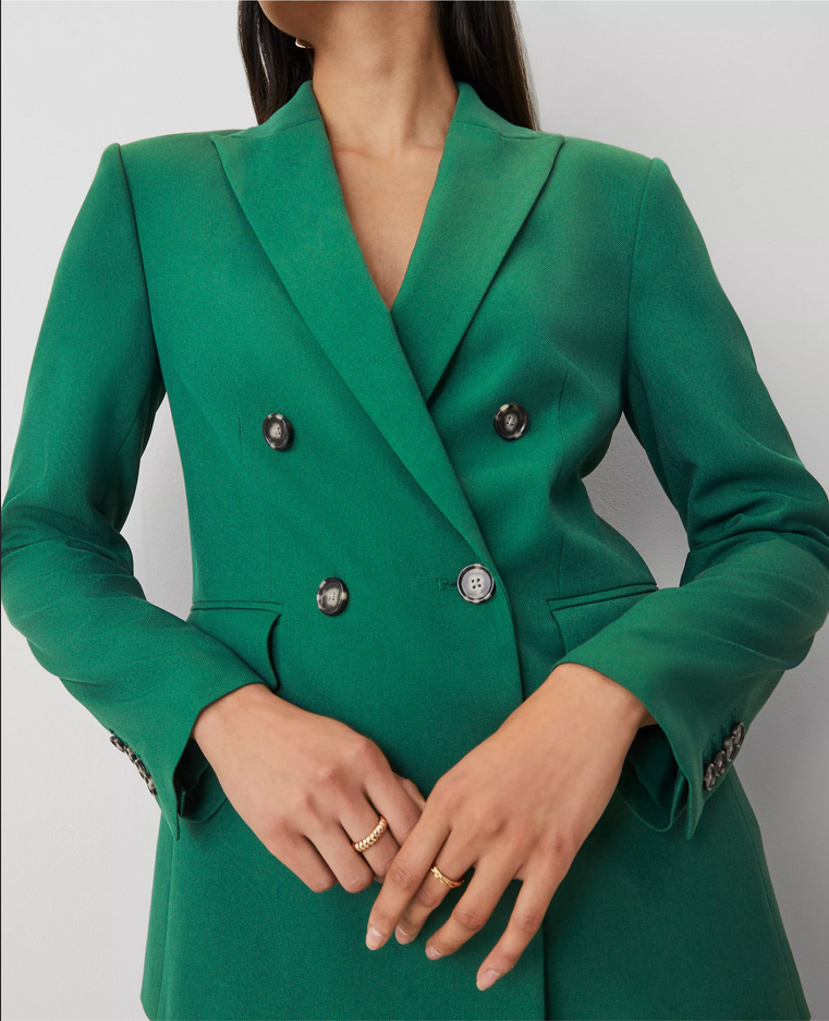 NEW ANN TAYLOR $198 FRESH EVERGREEN TEXTURED DRAPE TAILORED BLAZER SZ 2 ...