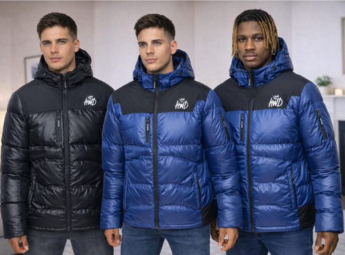 Mens KWD Jacket Puffer Bubble Down Hooded Warm Coat Quilted Zip Padded ...