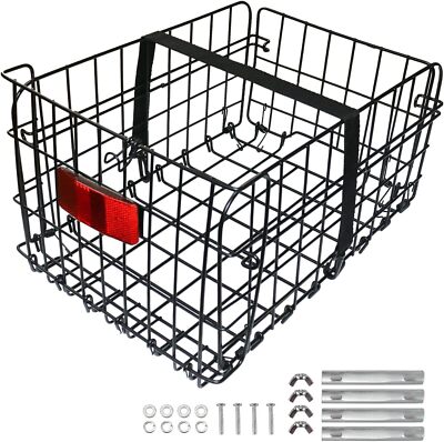 Folding Rear Bike Basket Quickly Release Metal Bicycle Rack Cargo with ...