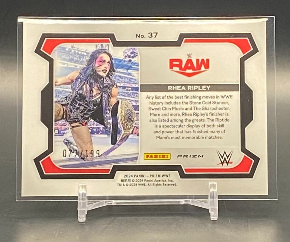 2024 Panini Prizm WWE Rhea Ripley Blue Prizm #/199 Monday Night Raw #37 ...