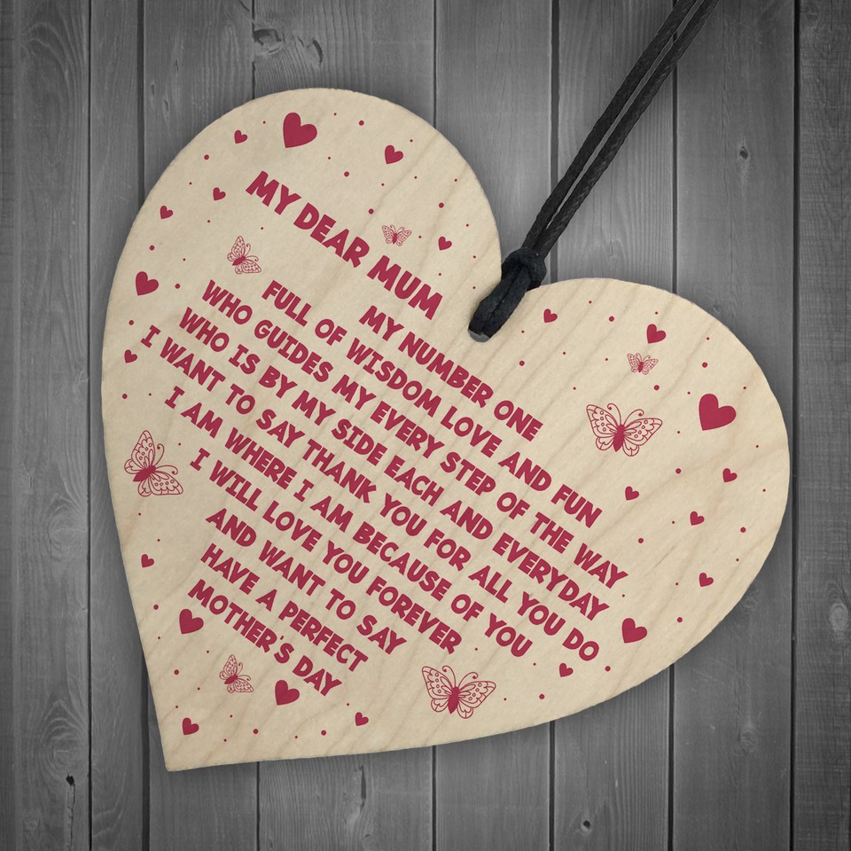 Novelty Mothers Day Gifts For Mum Wooden Heart Keepsake Gift From ...