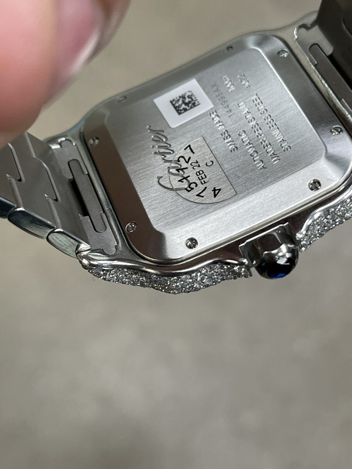 Iced Out Aftermarket Cartier WSSA0009 Santos 47.5MM Men's Stainless ...