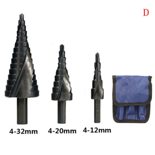3PCS/SET 4-32MM HSS Cobalt Step Stepped Drill Bit Set Nitrogen Spiral ...