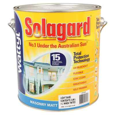Wattyl Solagard Exterior Paint Masonry Matt LIGHT BASE 4L | eBay Australia