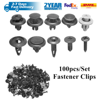 For Auto Plastic Fastener Clips 100x Trunk Screw Rivets Set Car Bumper ...