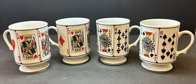 Set of 4 Playing Cards Mugs 4 Suits Hearts Spades Diamonds Clubs Coffee ...