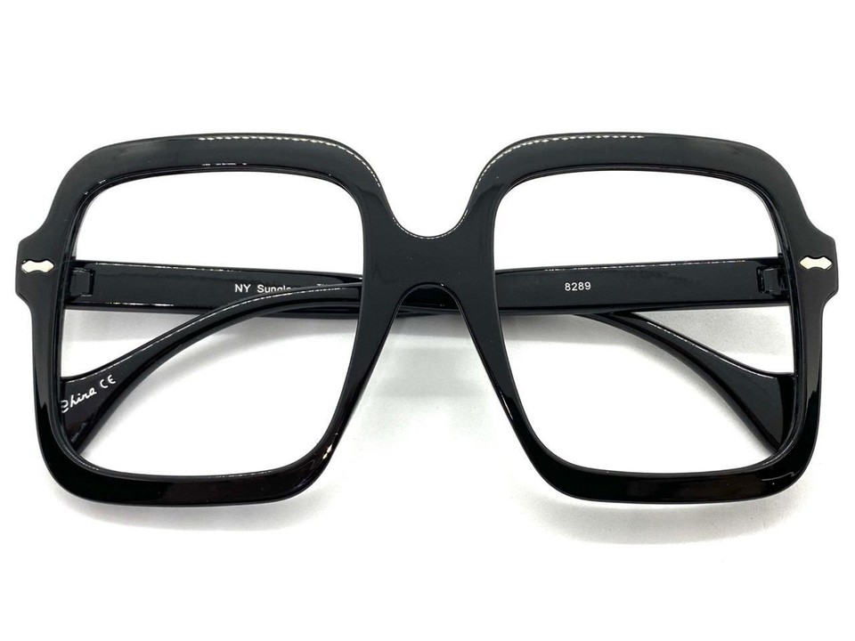 Oversized Classic RETRO Big Square Black Lensless EYE GLASSES Frame ...