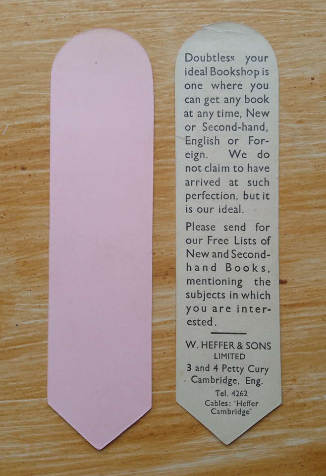 Bookmark Two vintage Heffers Bookshop Cambridge card bookmarks | eBay UK