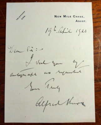 Major-General Sir Alfred Knox (1870-1964) Autograph ~ Signed 1923 ...