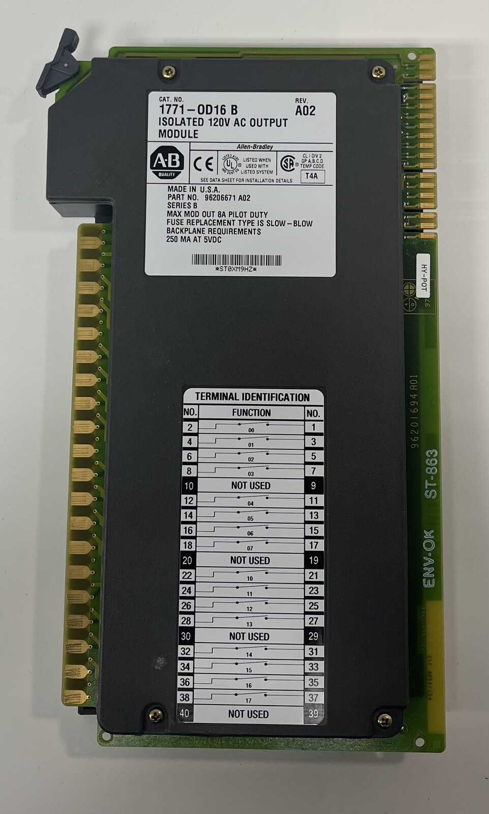 Allen Bradley 1771-OD16 Series B REV A02 Isolated 120V AC Output Module ...