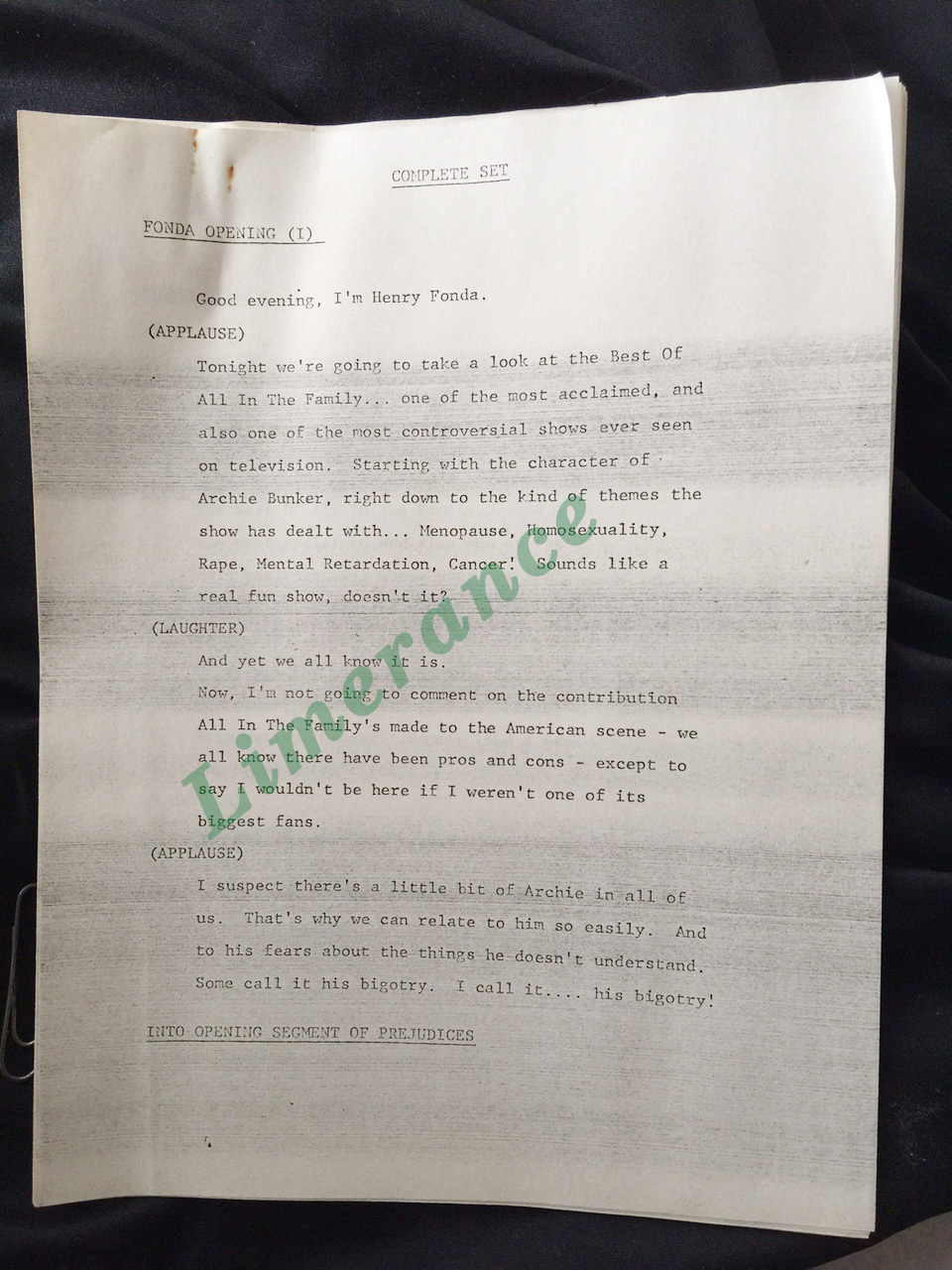 The Best of All in the Family Vintage Henry Fonda Wrap-arounds script ...