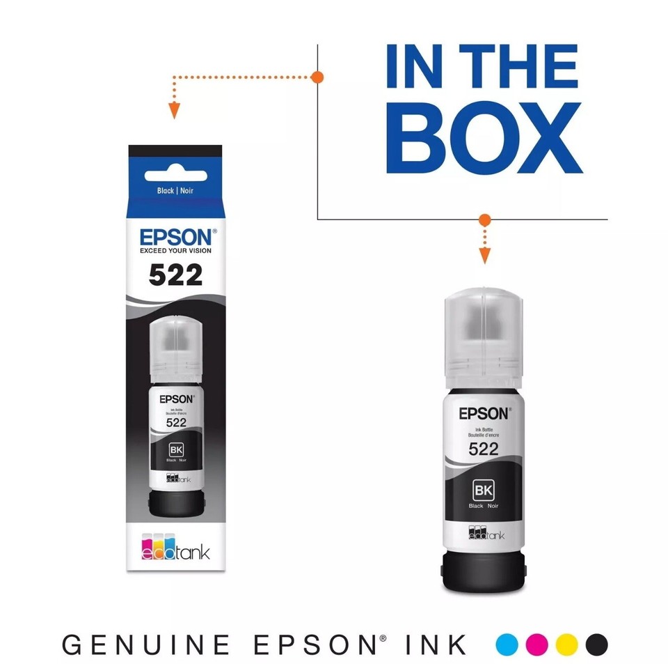Epson 522 EcoTank Genuine Ink Ultra-high Capacity Black Bottle Twin ...