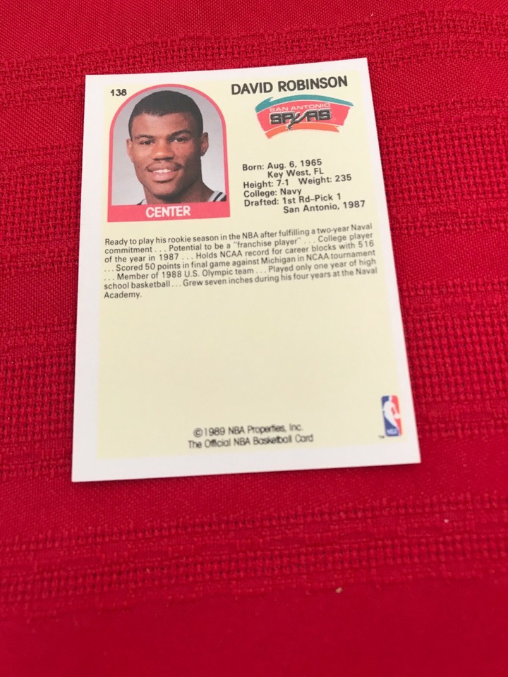 1989 Hoops David Robinson Rookie Card # 138 San Antonio Spurs HOF | eBay