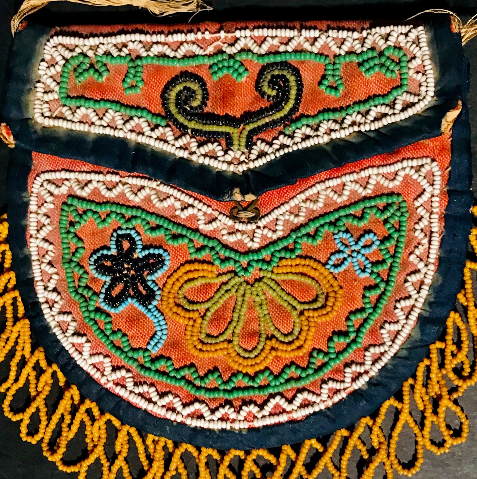 AWESOME 19th C SENECA / MICMAC BEADED BAG,INCREDIBLE SEED BEAD DESIGN ...