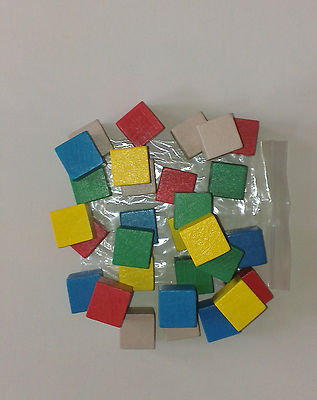 Wooden counting cubes - A pack of 30 cubes (22mm) 6 x 5 different ...