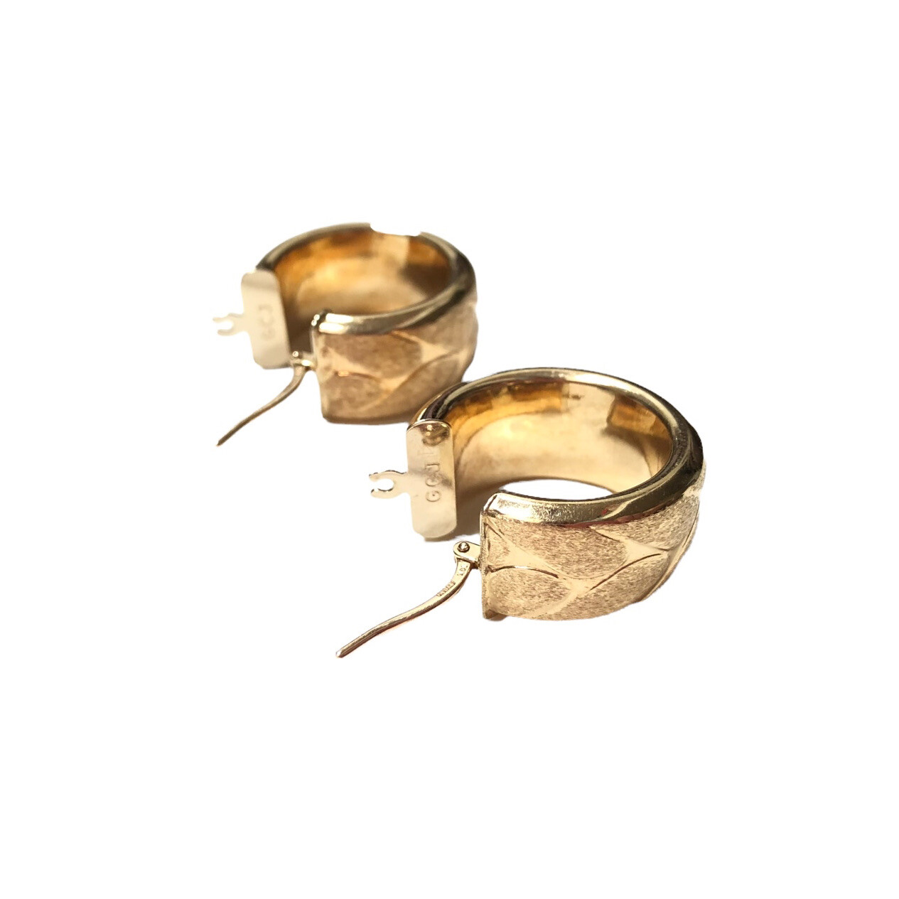 GCJ 14k Gold Hoop Earrings 4.9grams George Carter Jessup Italy Textured ...