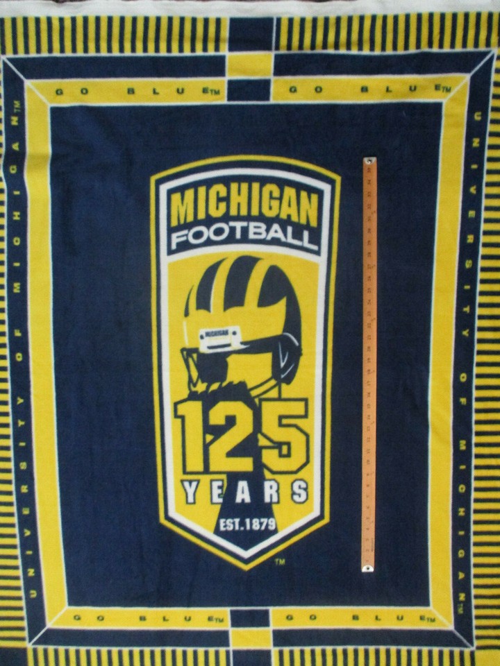 UNIVERSITY OF MICHIGAN U OF M GO BLUE 25th ANNIVERSARY FLEECE FABRIC ...