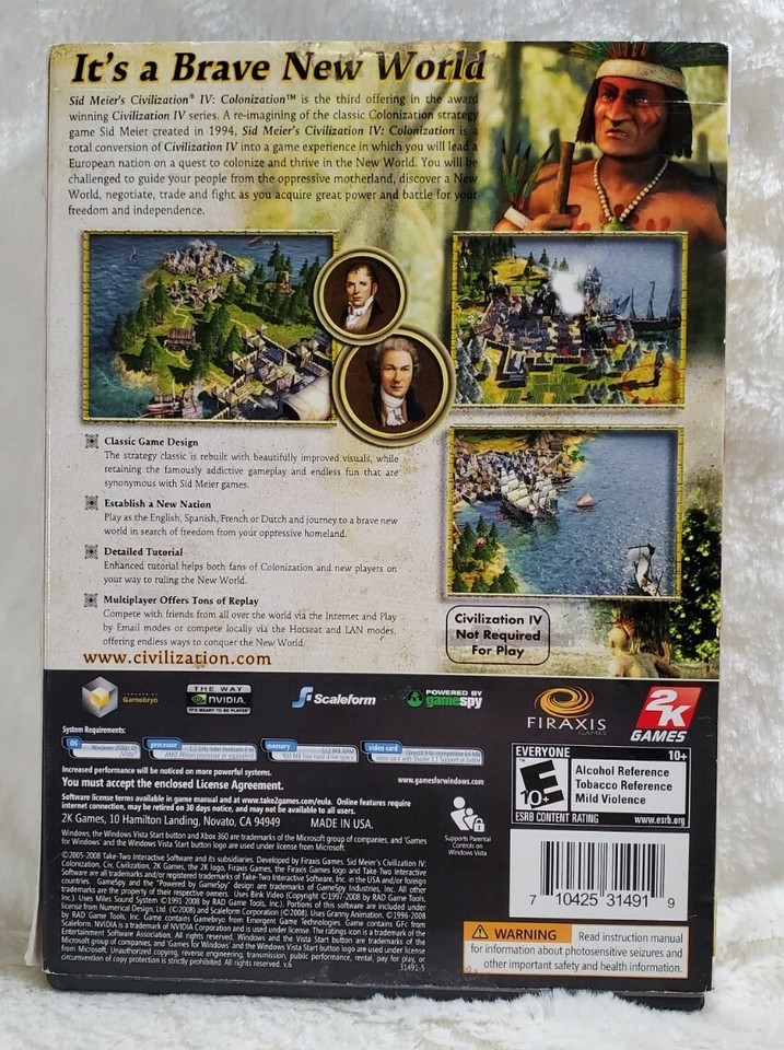 Sid Meier's Civilization IV: Colonization - PC CD Computer game ...