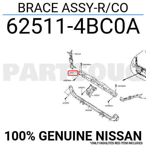 625114BC0A Genuine Nissan BRACE ASSY-R/CO 62511-4BC0A | eBay