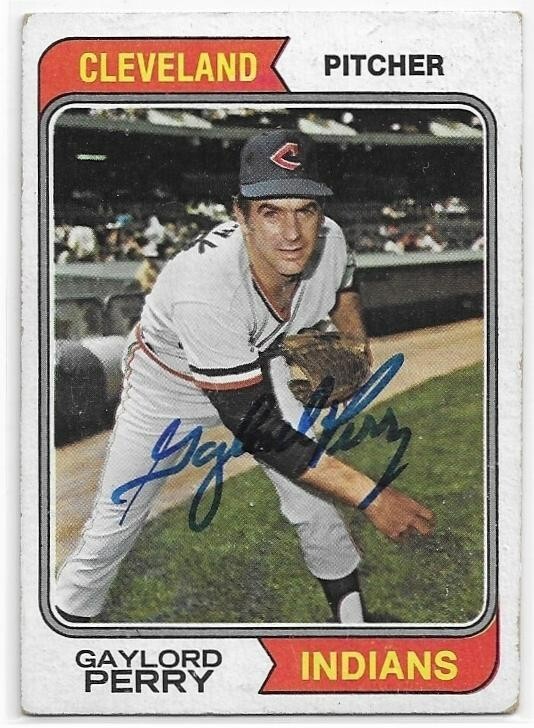 GAYLORD PERRY Autographed Signed 1974 Topps Baseball card #35 Cleveland ...