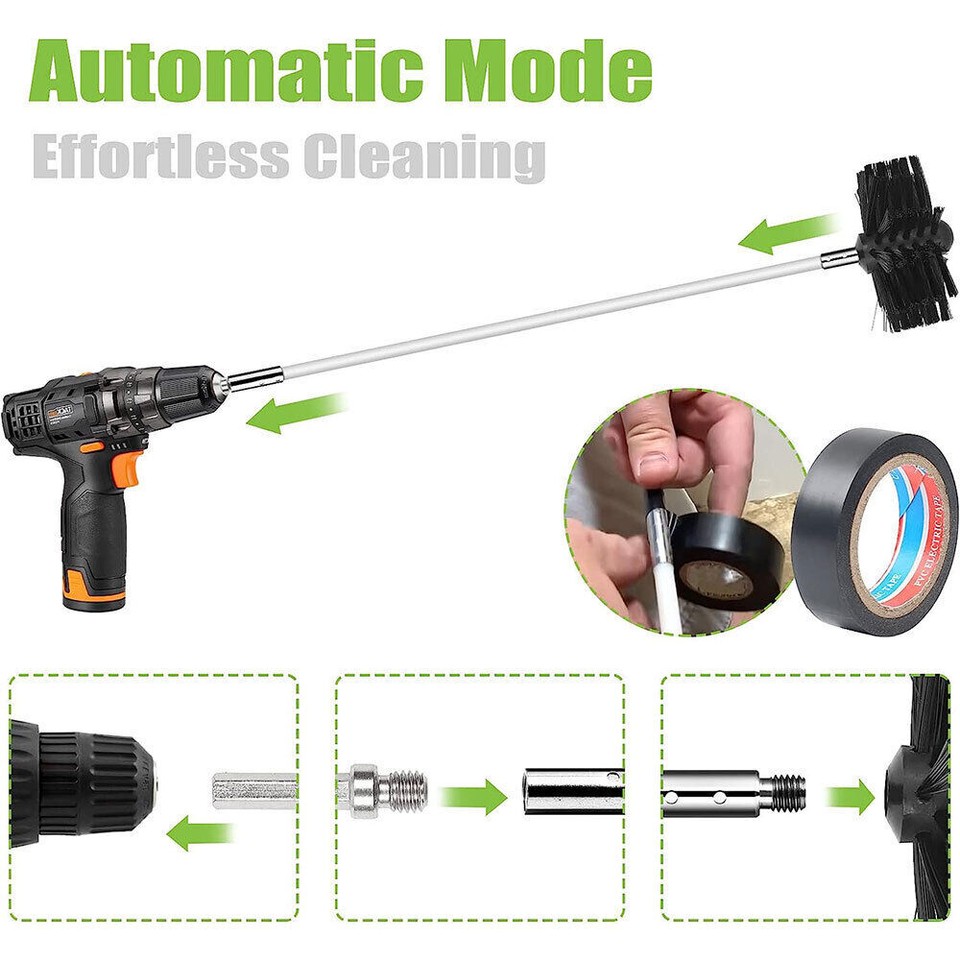 24pcs Flue Sweeping Brush & Rod Kit Soot cleaning Rods Chimney Sweep ...