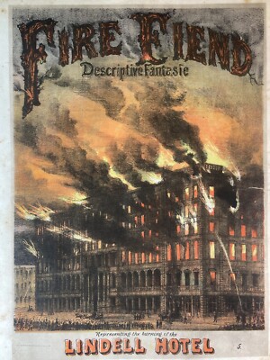 1867 "Fire Fiend" Sheet Music - Lindell Hotel Fire - St. Louis MO Color ...