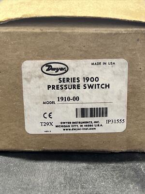 DWYER INSTRUMENTS 1910-00 LOW DIFFERENTIAL PRESSURE SWITCH 0.07 TO 0.15 ...