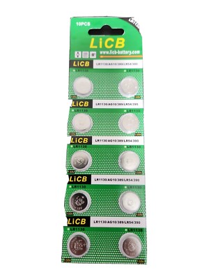 New Free Shipping LiCB LR1130/AG10/3898/LR54/390 Button Cell Batteries ...