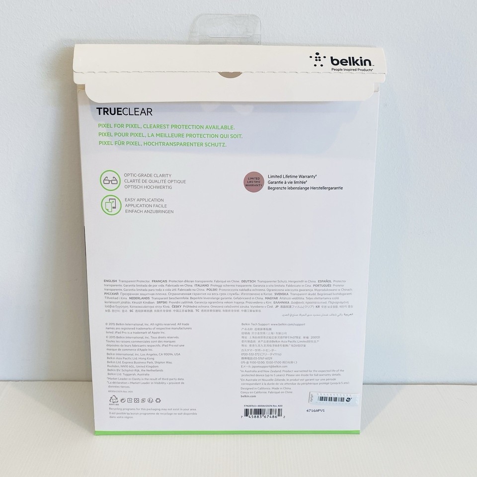 Belkin iPad Pro Transparent Protector x1 Trueclear Advanced Screen ...
