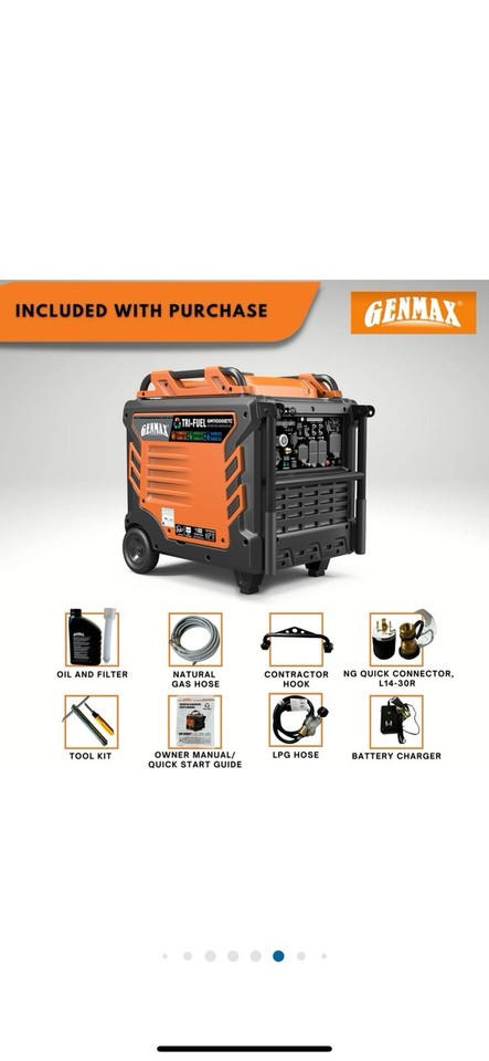 GENMAX 11,000-Watt Portable TRI Fuel Gas Inverter Generator, Remote ...