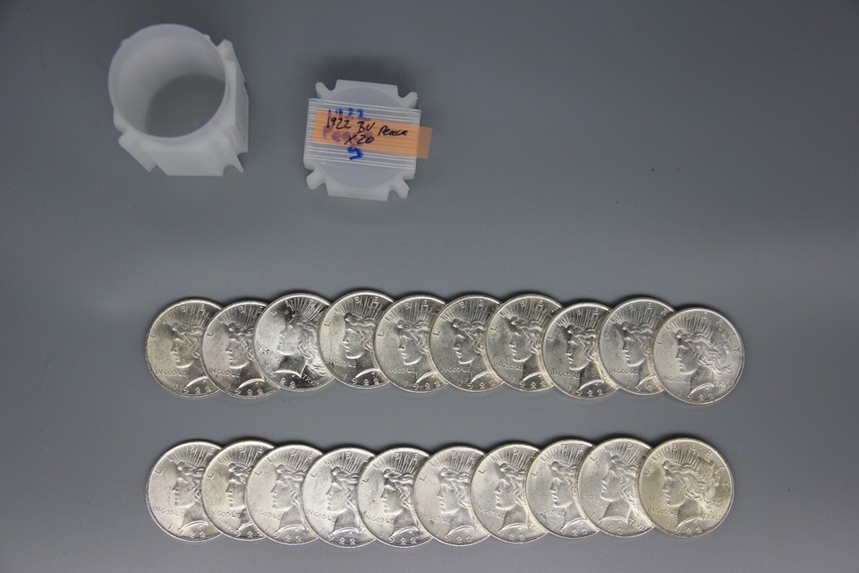 Peace Dollar Roll 1922 BU $20 - 20-Coin Rolls Choice to GEM BU UNC 🏅🏅 ...