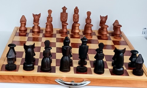 Vintage Hand Carved Philippine Maria Clara Figure Chess Set 19" Board ...