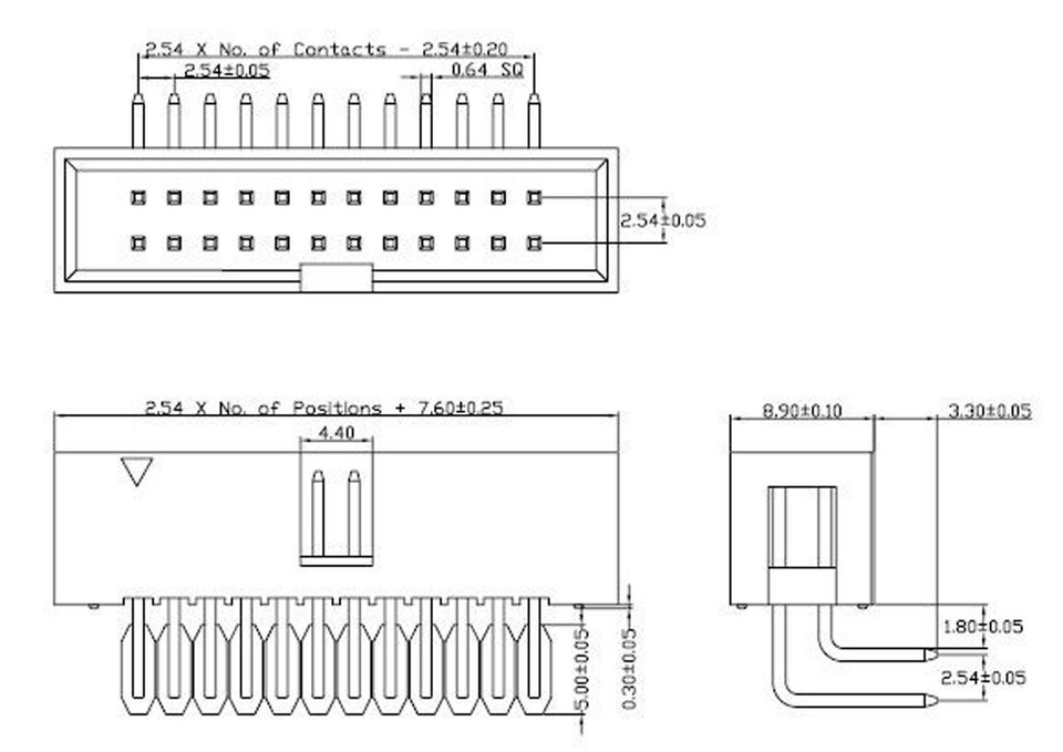 20Pcs 2.54mm 2x10 Pin 20 Pin Right Angle Male Shrouded IDC Box Header ...