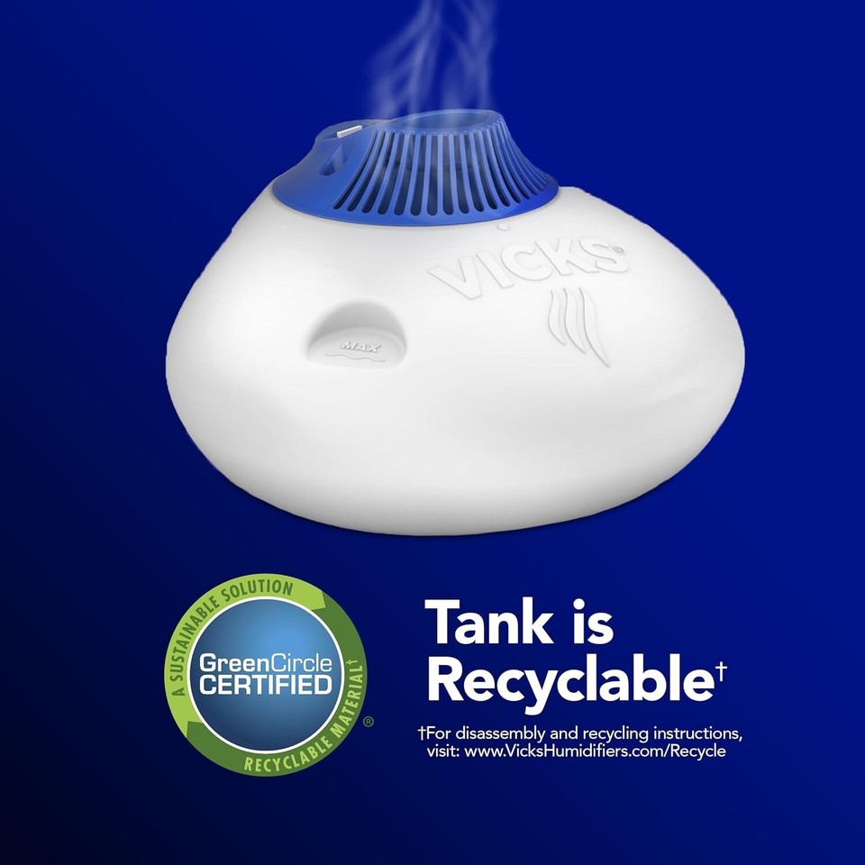 Vicks Warm Steam Vaporizer Humidifier with Night Light, 1.5 Gal for ...