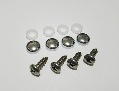 License Plate Security Screw Cap Covers WITH STAINLESS SCREWS - CHROME ...