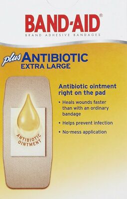 Band Aid Adhesive Bandages Plus Antibiotic Ointment Extra Large 8ct ...