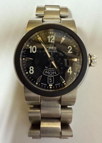 Oris TT1 Day Date 7518-44 Automatic Seethrough Back Black Men's Watch ...