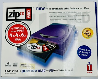 Iomega Zip CD 650 Reader | External USB Drive | CD-R/RW | Recordable ...