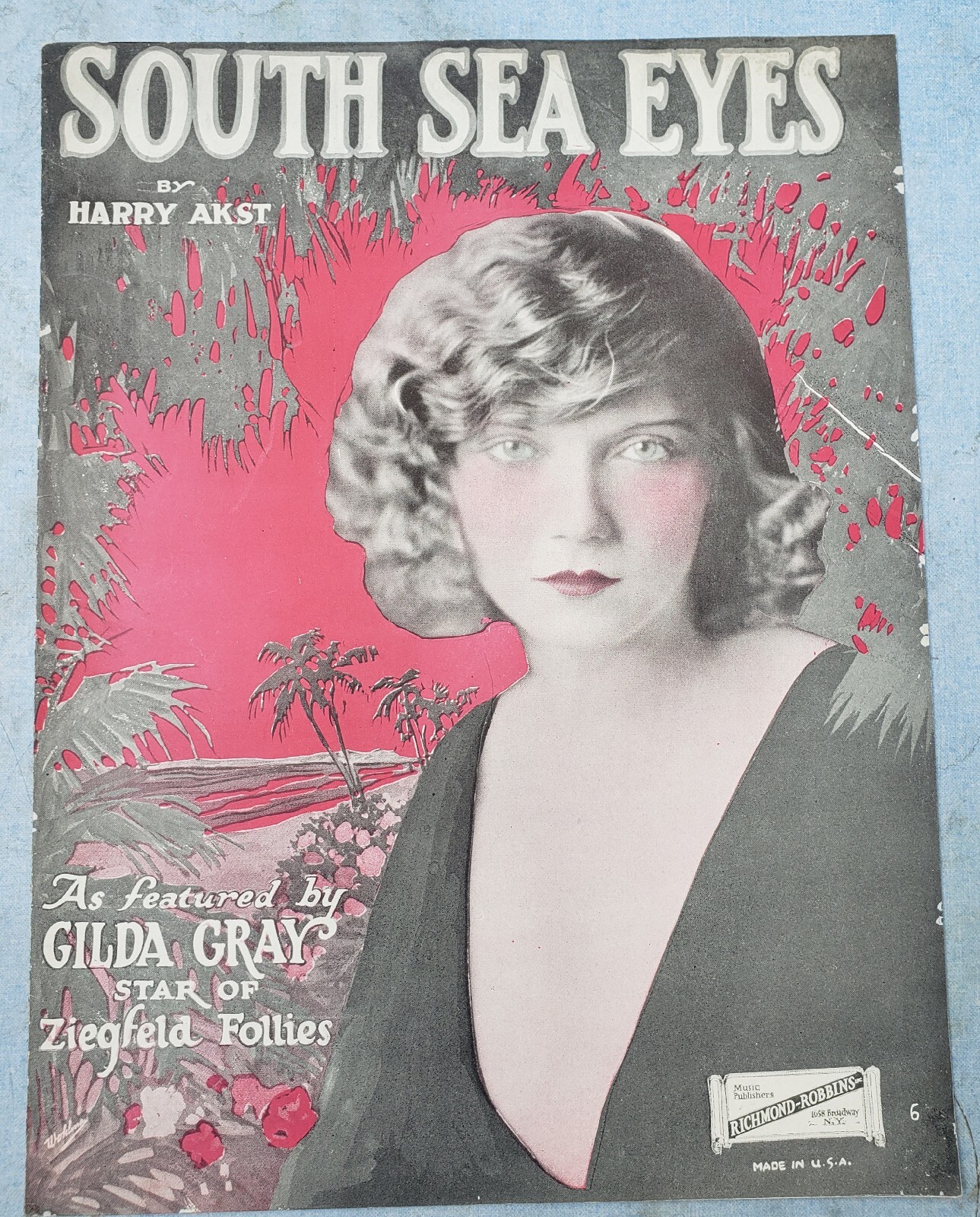 South Sea Eyes Sheet Music 1927 Harry Akst Ziegfeld Follies Glenda Gray ...