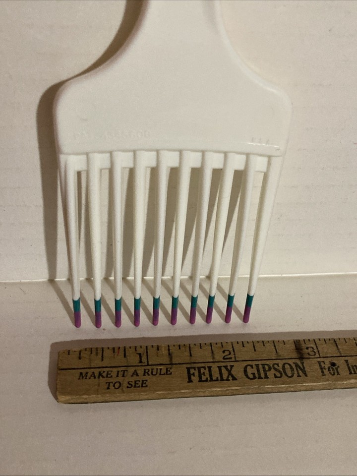 Vintage Color Dip HAIR PICK Lift Comb White 5.25” Retro 80s USA Patent ...