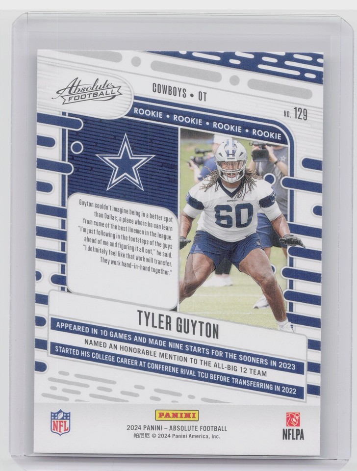 2024 Absolute Tyler Guyton Red and Blue RC 129 Cowboys | eBay