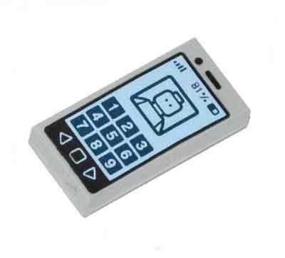 LEGO CELL PHONE ~ Printed Lt Bluish Gray 1x2 Minifigure MP3 iPod Tile ...