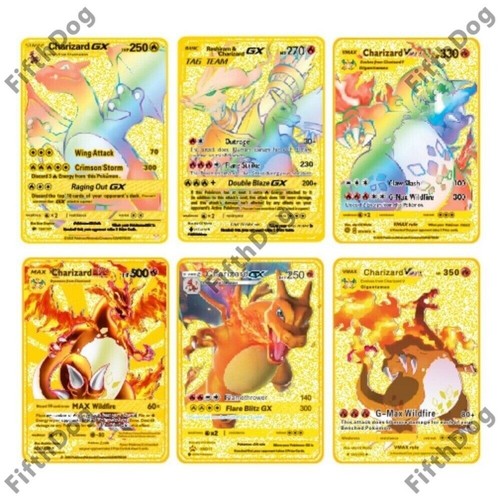 Pokemon Charizard GX VMAX Cards Set of 6 Hyper Rare Vmax DX Gold Plated ...